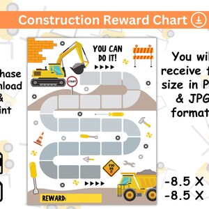 Construction Reward Chart | Printable Construction Themed Behavior ...