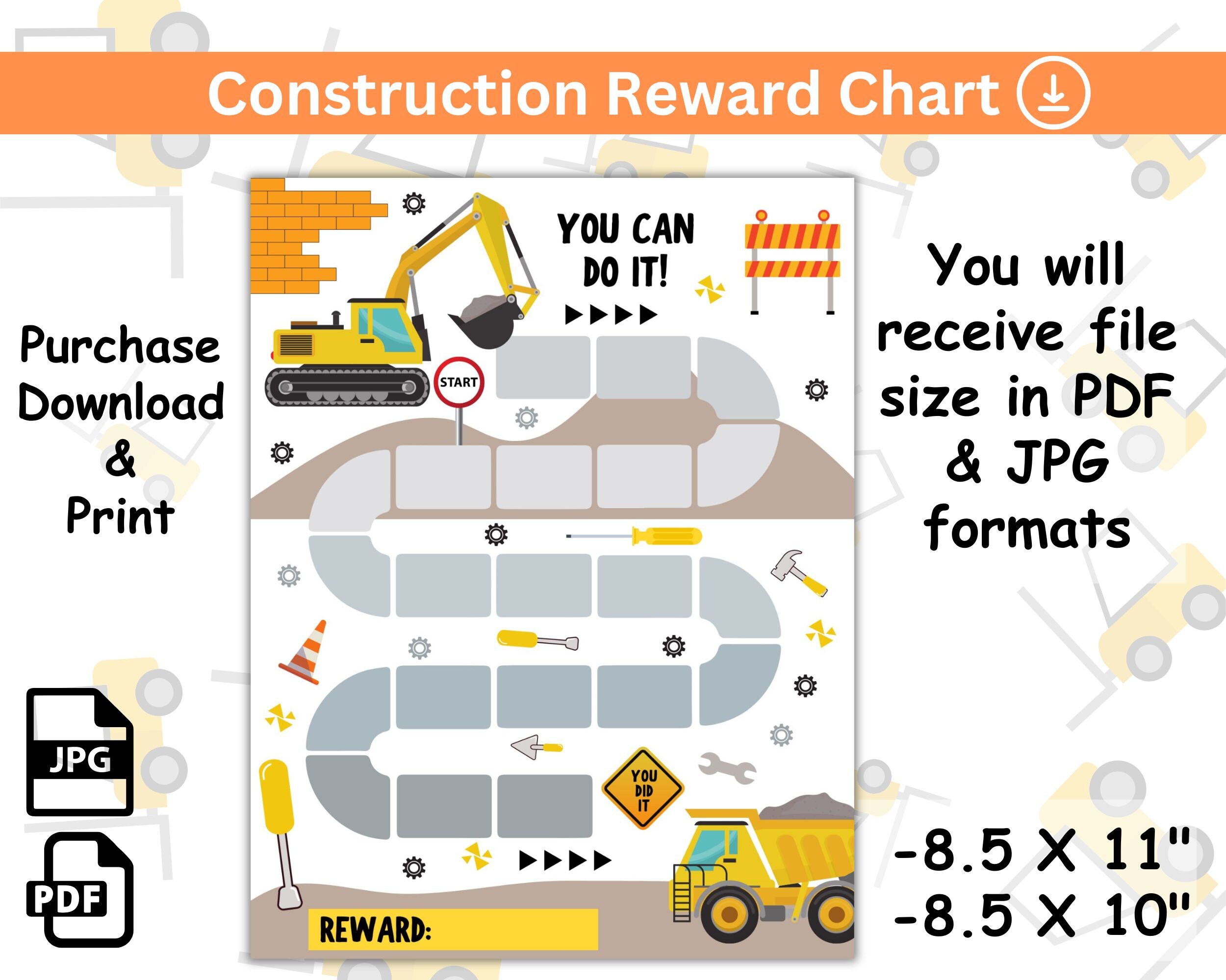 Construction Reward Chart Printable Construction Kids - Etsy