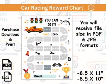 Printable Racing Car Reward Chart Cars Kids Behavior Chart Instant ...