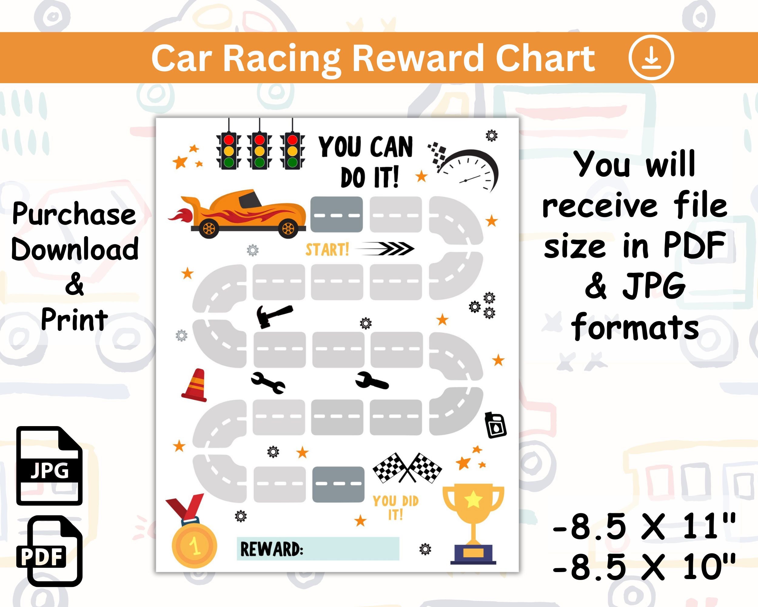 Racing Car Reward Chart Printable Race Car Behavior Chart Toddler Chore ...