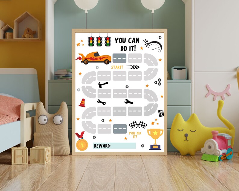 Racing Car Reward Chart Printable Race Car Behavior Chart Toddler Chore ...