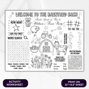 Farm Activity Sheet for Kids - Farm Coloring Page - Printable Farm ...