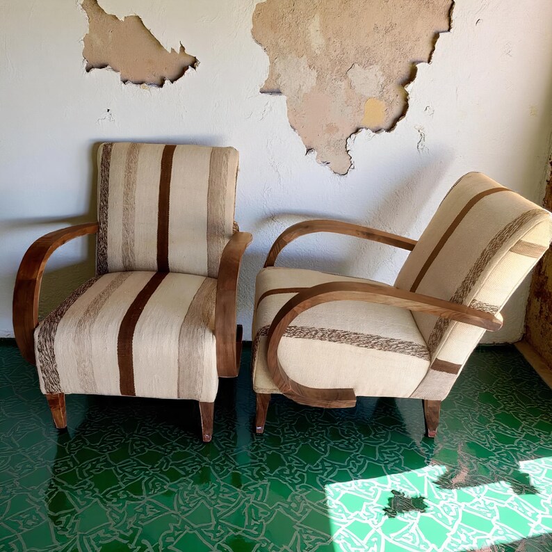 Brown Moroccan Lounge Chair – Handmade Wool Seating, Boho Accent Chair ...