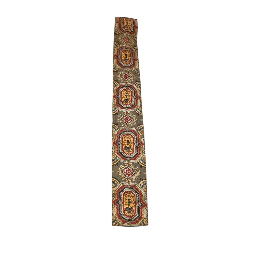 Vintage Rooster Mens Tie Retro Geometric Pattern Classic Skinny Style ...