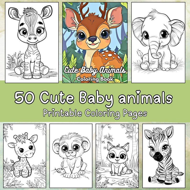 50 Cute Baby Animals Coloring Pages for Kids - Cute Animals Printable ...