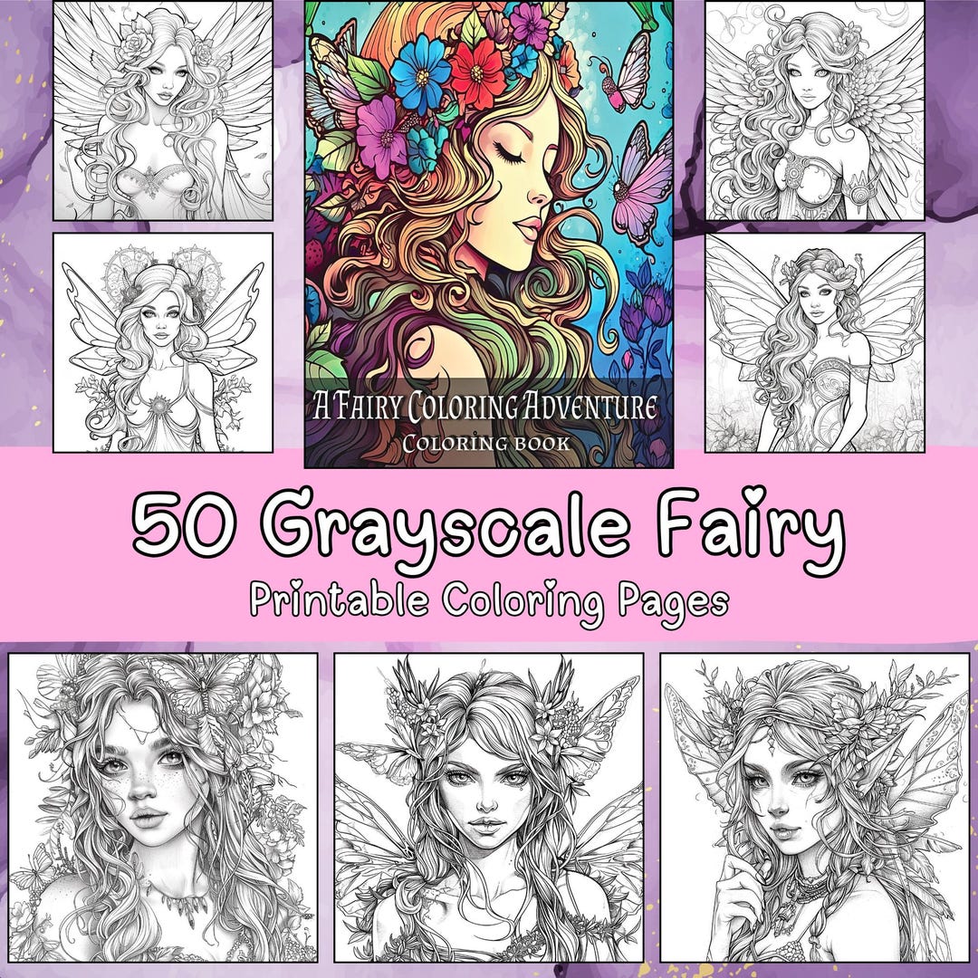 50 Fairy Coloring Pages - Fairy Coloring Book for Adults, Fairy ...