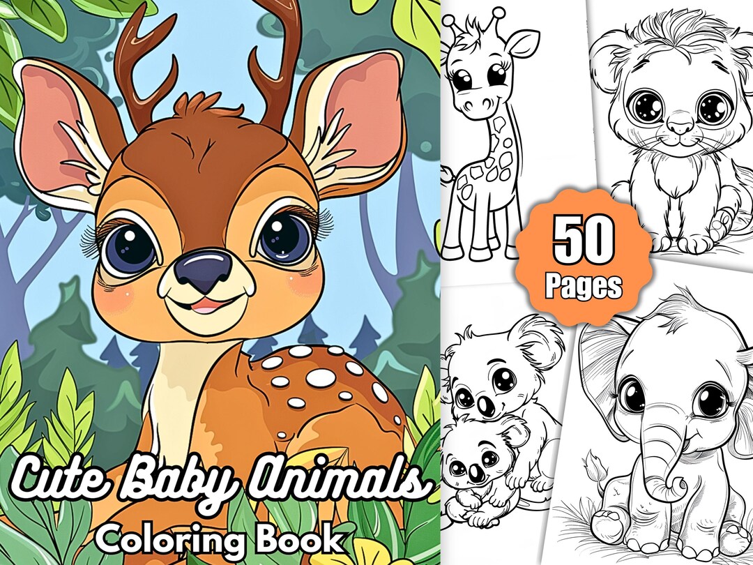 50 Cute Baby Animals Coloring Pages for Kids Cute Animals Printable ...