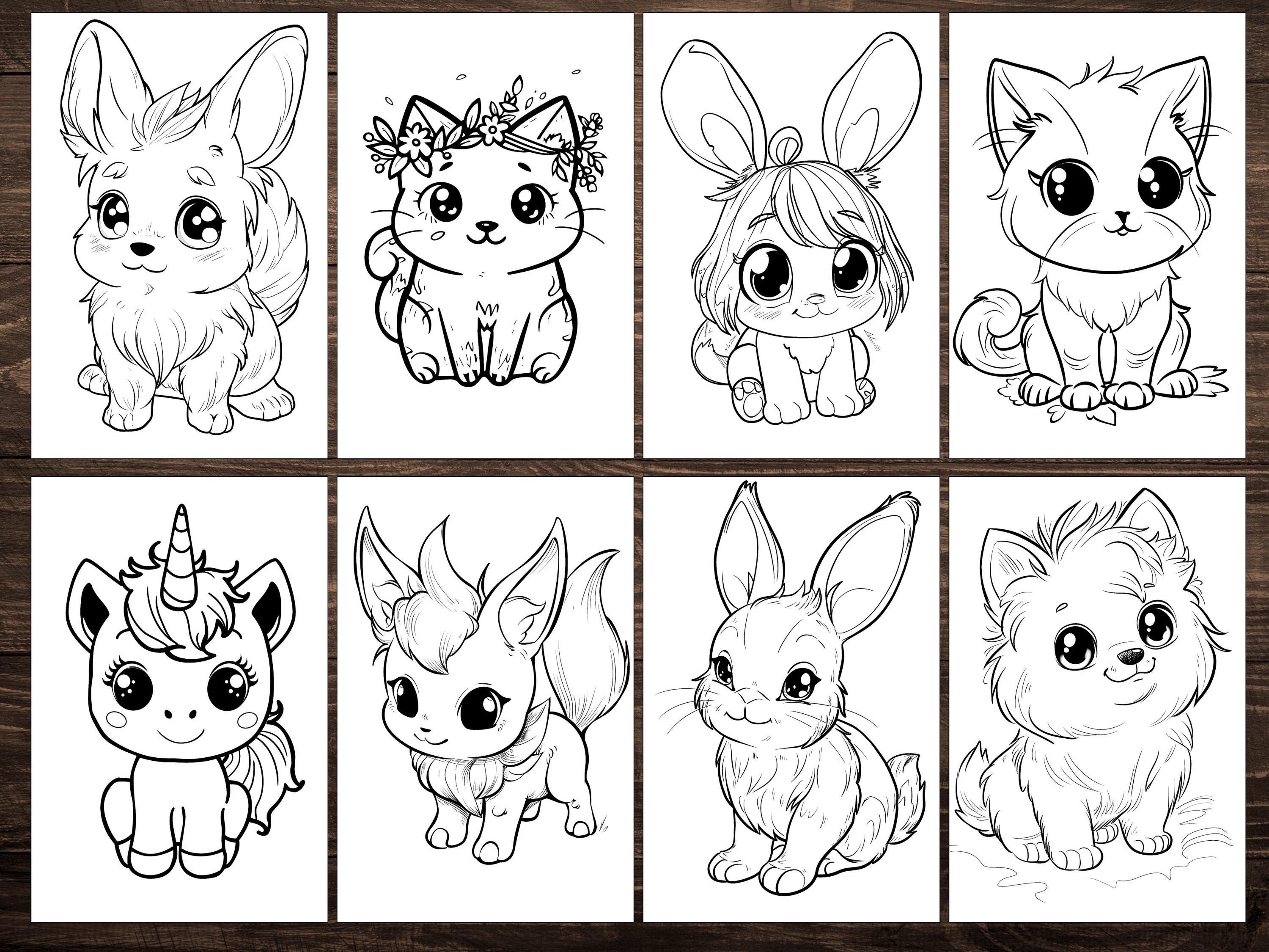 Kawaii Coloring Pages 50 Cute Kawaii Animals Printable Coloring Pages ...
