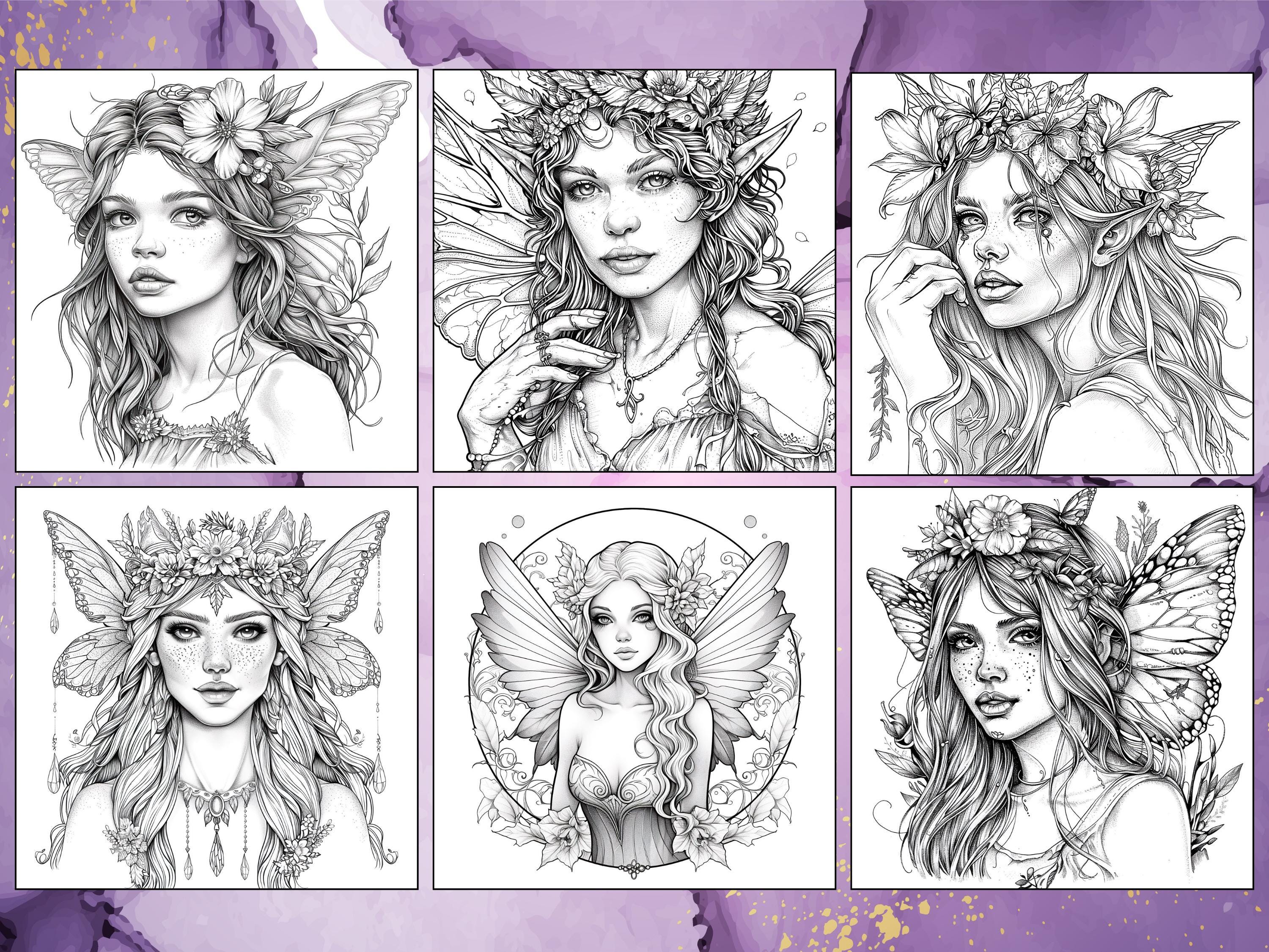 50 Fairy Coloring Pages - Fairy Coloring Book for Adults, Fairy ...