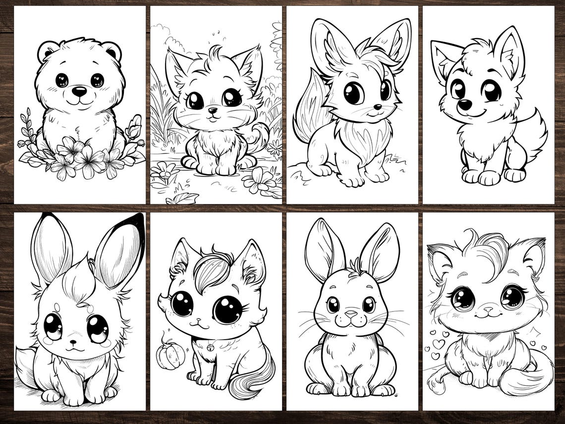 Kawaii Coloring Pages 50 Cute Kawaii Animals Printable Coloring Pages ...