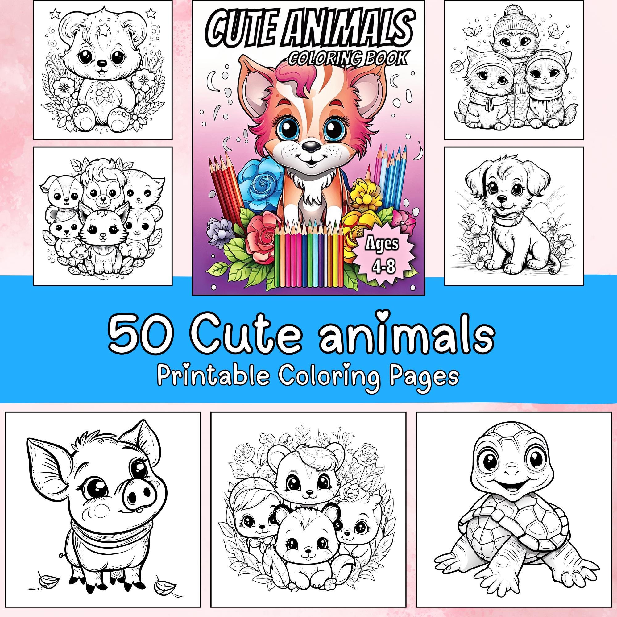 50 Cute Animals Printable Coloring Pages for Kids, Toddlers Cute and ...