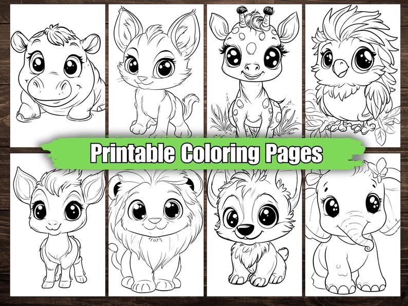 50 Safari Animals Coloring Pages for Kids Digital Download, Fun & Cute ...