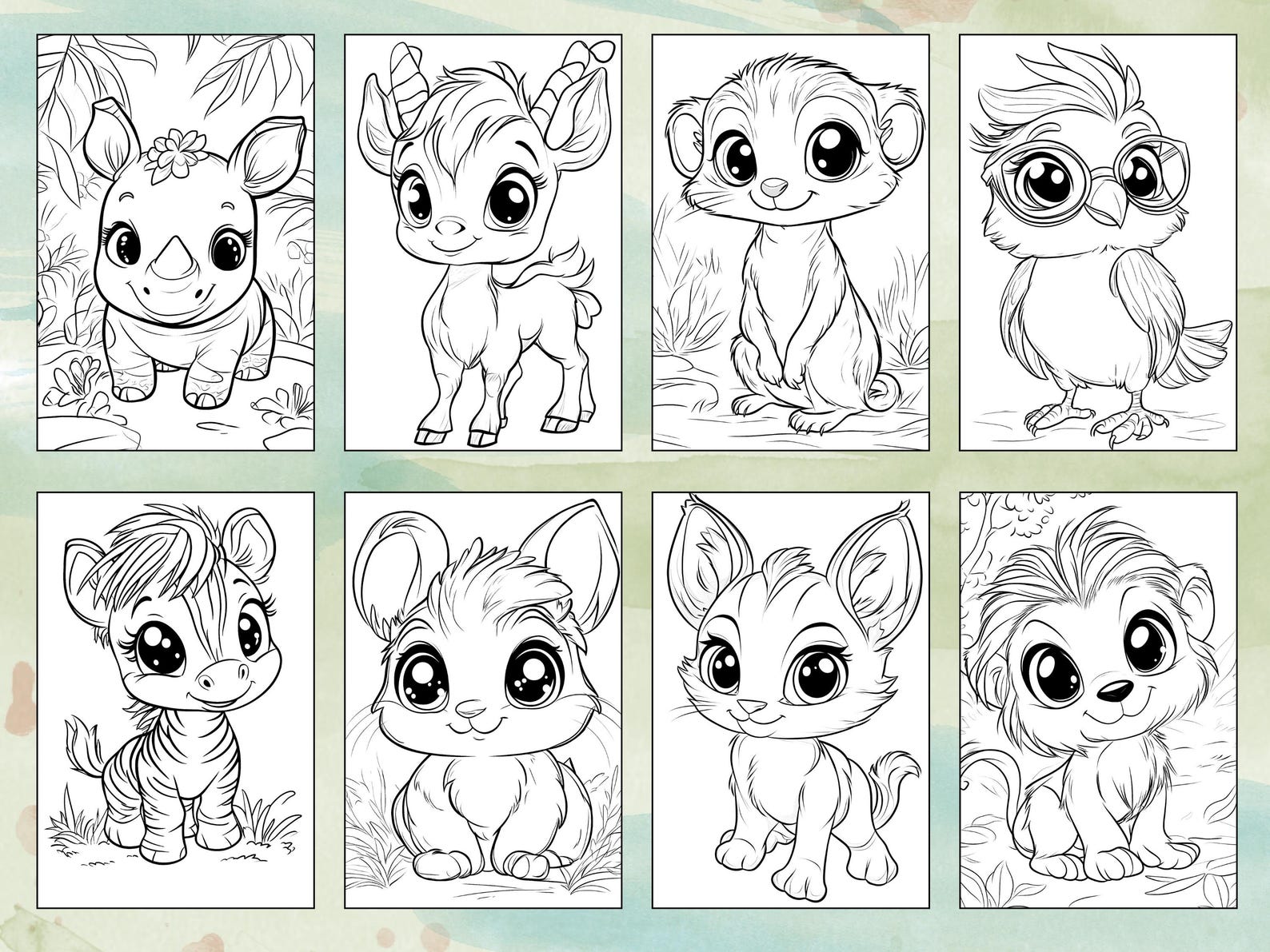 50 Safari Animals Coloring Pages for Kids – Digital Download, Fun ...