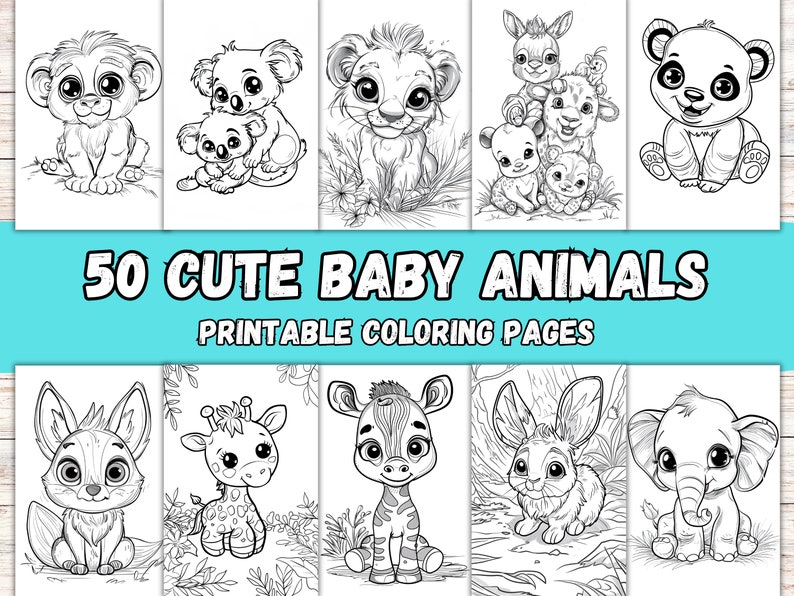50 Cute Baby Animals Coloring Pages for Kids Cute Animals Printable ...