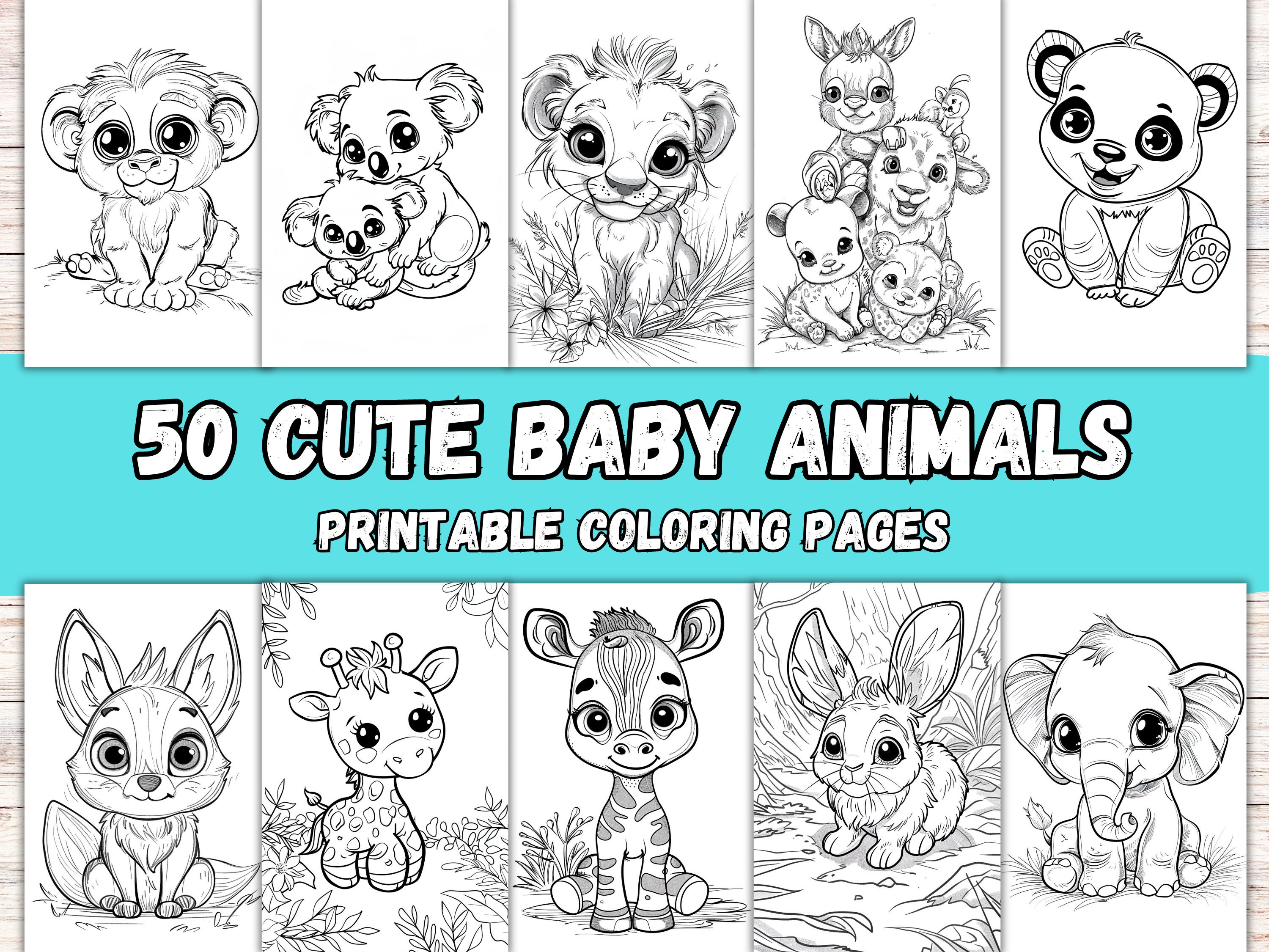 50 Cute Baby Animals Coloring Pages for Kids Cute Animals Printable ...