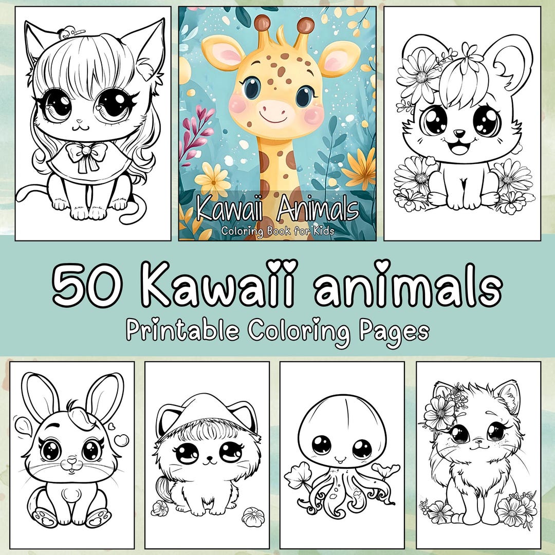 Kawaii Coloring Pages 50 Cute Kawaii Animals Printable Coloring Pages ...