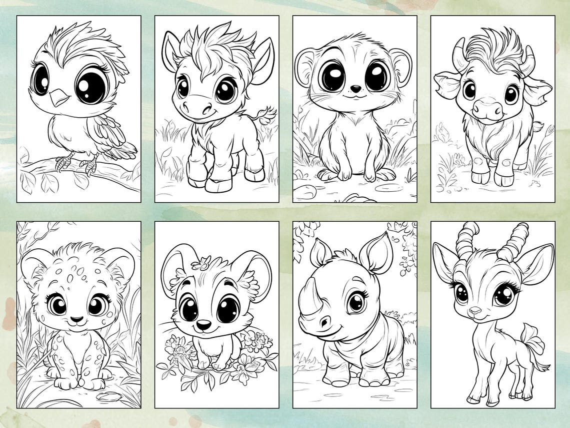 50 Safari Animals Coloring Pages for Kids – Digital Download, Fun ...
