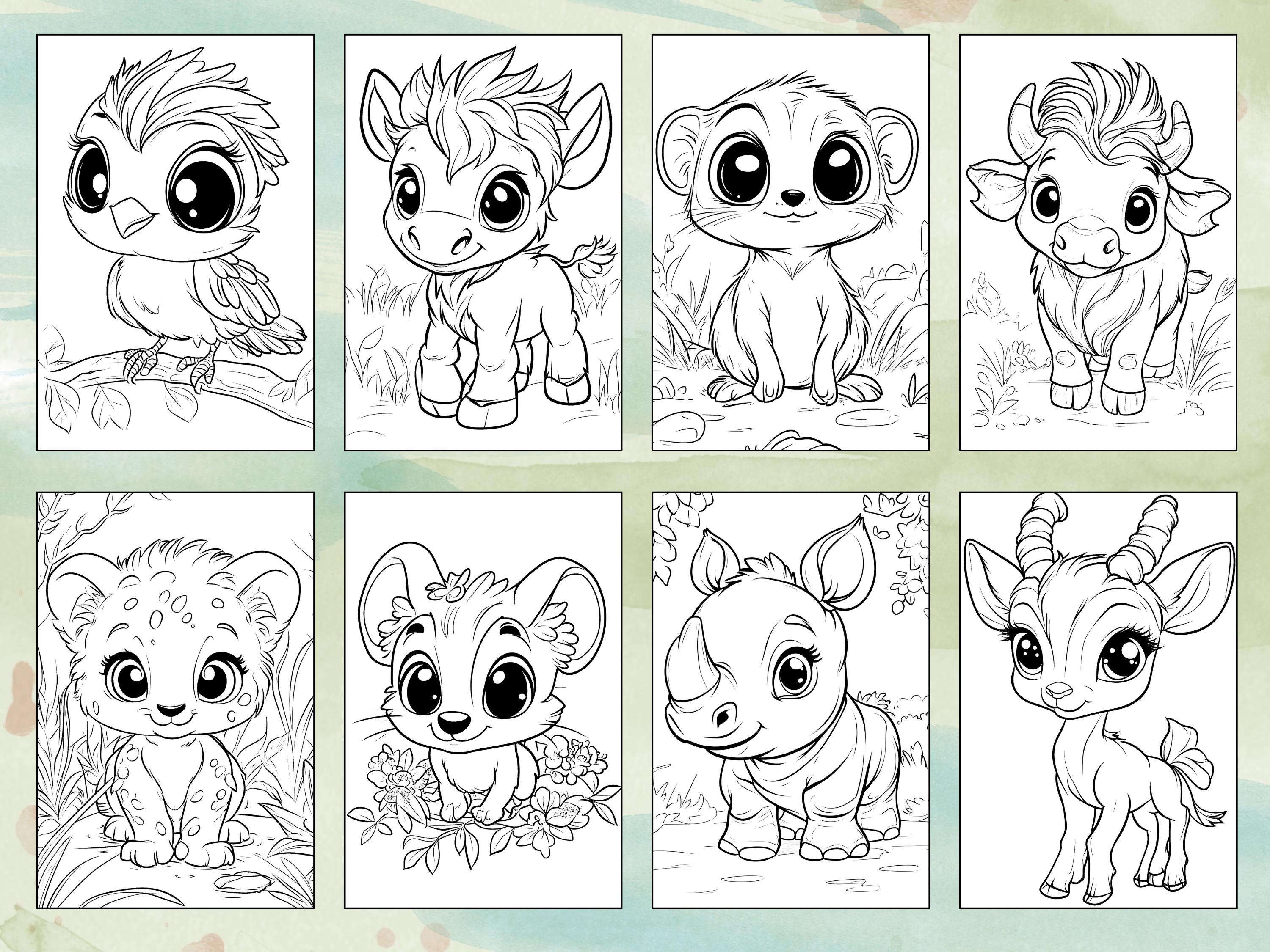 50 Safari Animals Coloring Pages for Kids – Digital Download, Fun ...