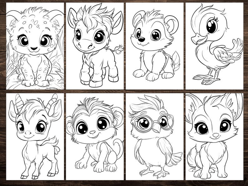 50 Safari Animals Coloring Pages for Kids Digital Download, Fun & Cute ...