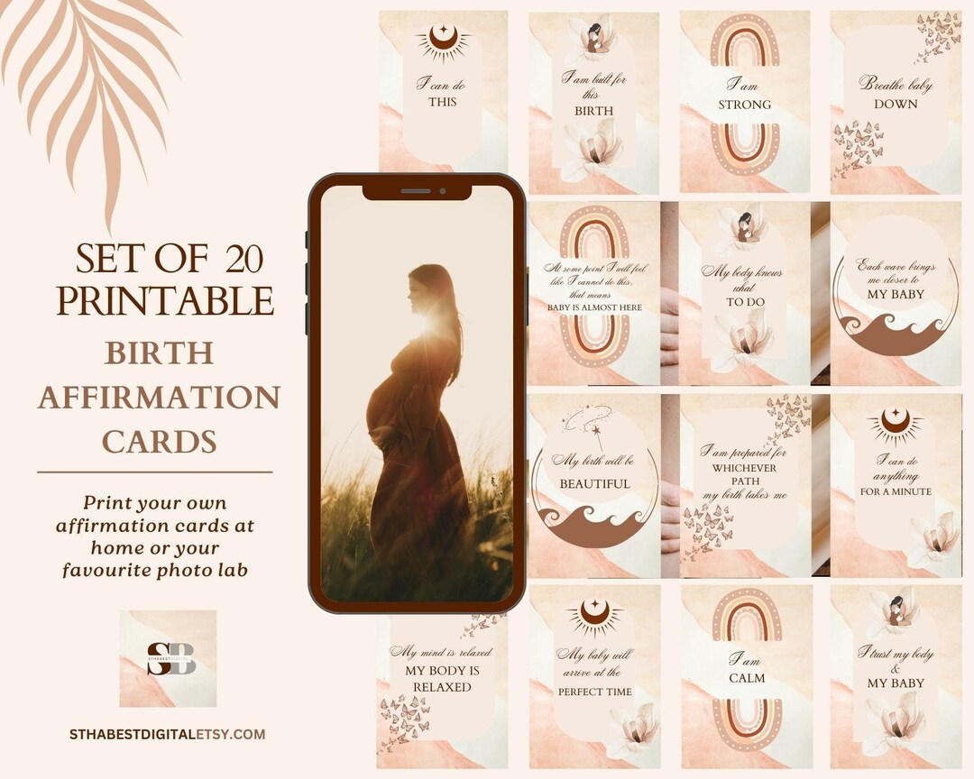 Birth Affirmation Printable Cards | Self-care | Mindfulness | Digital ...