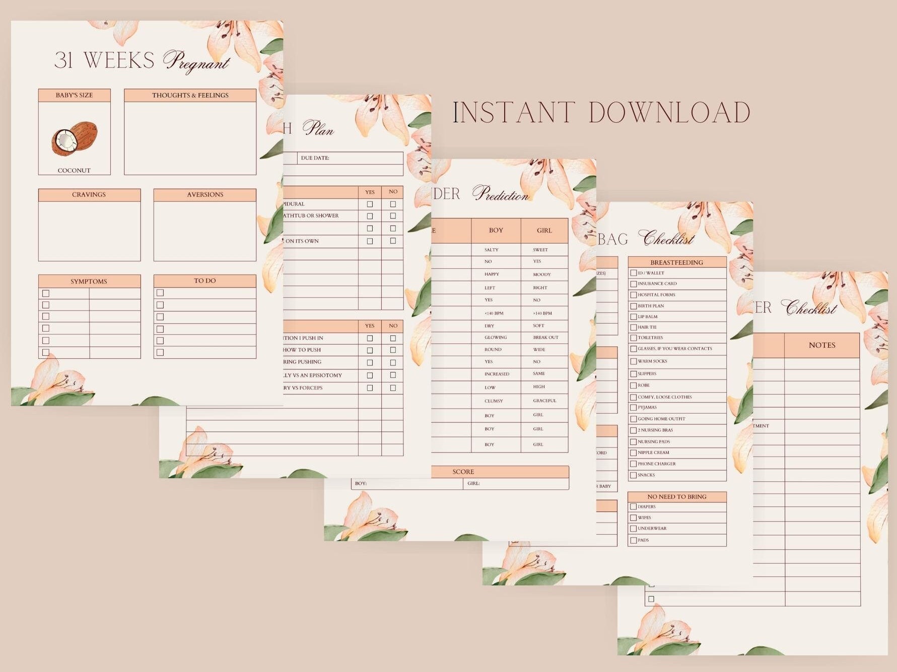 Pregnancy Planner Printable Printable Pregnancy Journal Pregnancy ...