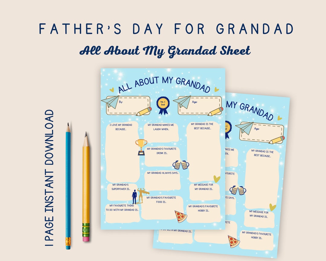 Father's Day Grandad Questionnaire, All About My Grandad, Fill in the ...