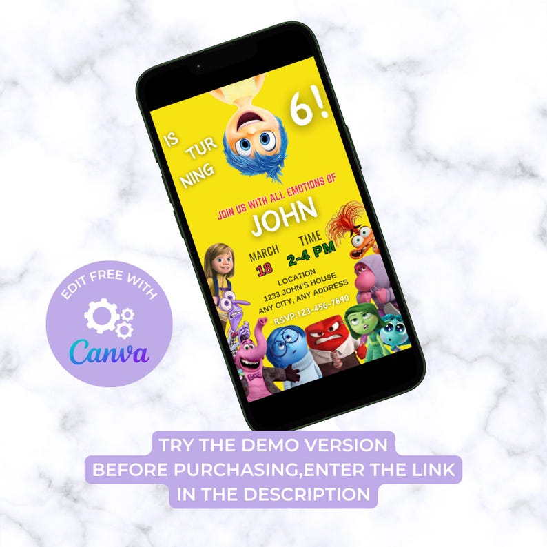 Inside Out Birthday Invitation Printable Birthday Party Invitations ...