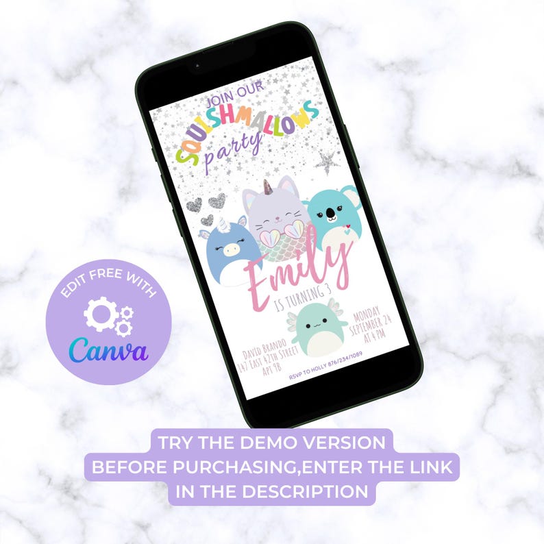 Squishmallow Birthday Invitation Squishmallow Invitation Printable ...