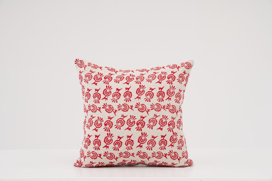 Takusan Ethnic Pattern Chenille Fabric Wooden Block Print 50x50 Pillow ...