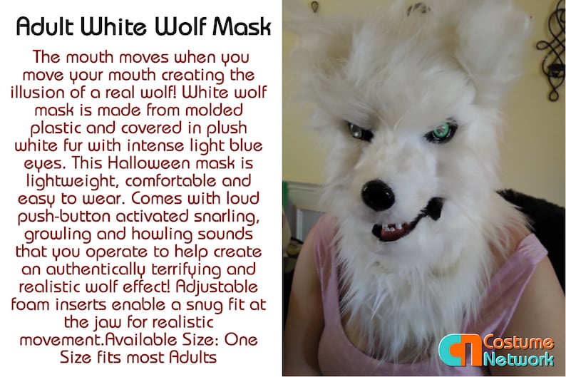 White Wolf Mask Werewolf Mask Wolf Mask Latex Kids Adults Halloween ...