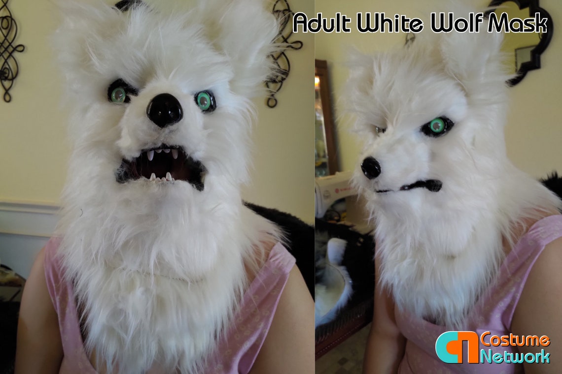 White Wolf Mask Werewolf Mask Wolf Mask Latex Kids Adults Halloween ...