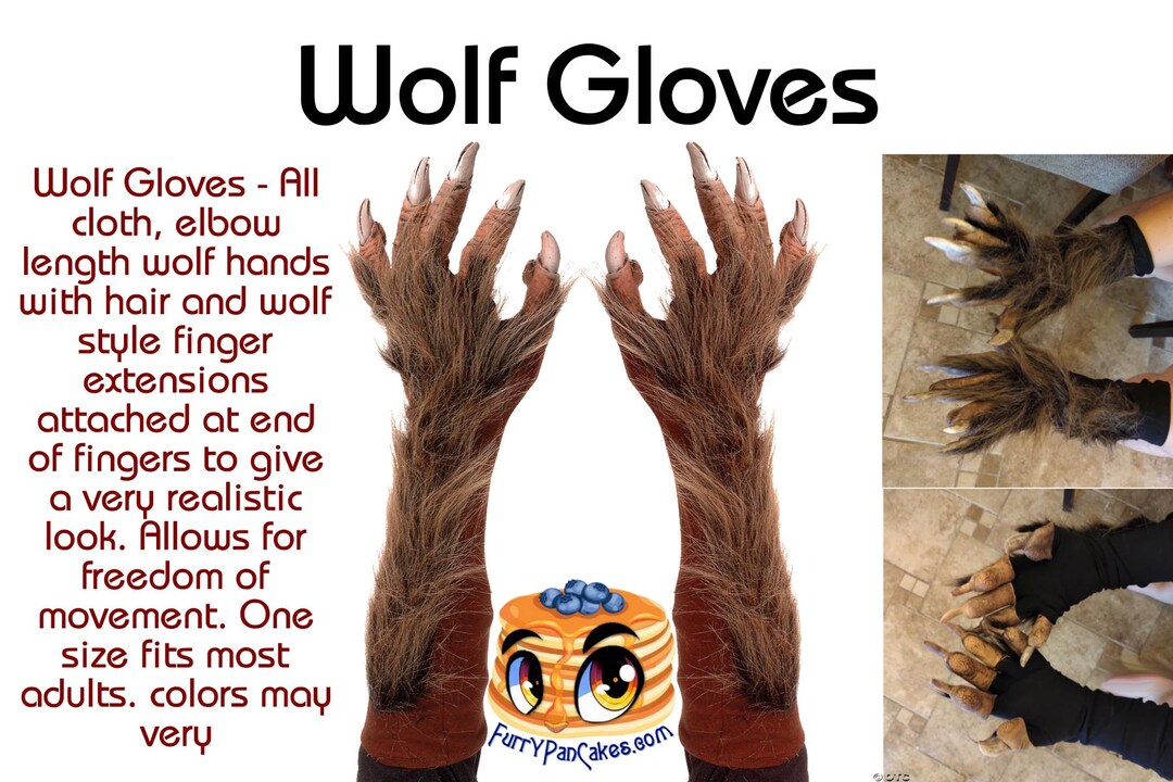 Wolf Gloves - Werewolf - One Size Fits Most Adults - Furrypancakes.com ...
