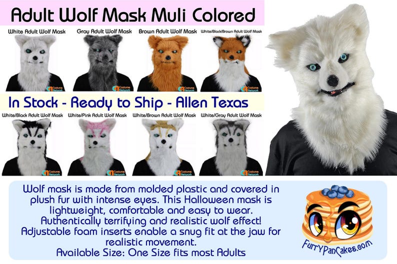 Multi Colors Wolf Mask - Werewolf Mask - Wolf Mask - Latex - Kids ...