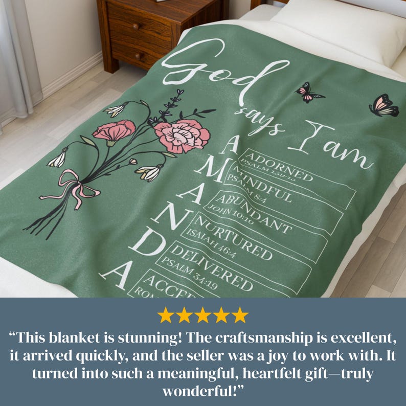 Christian Name Blanket, God Says I Am Blanket, Name With Bible Verses ...