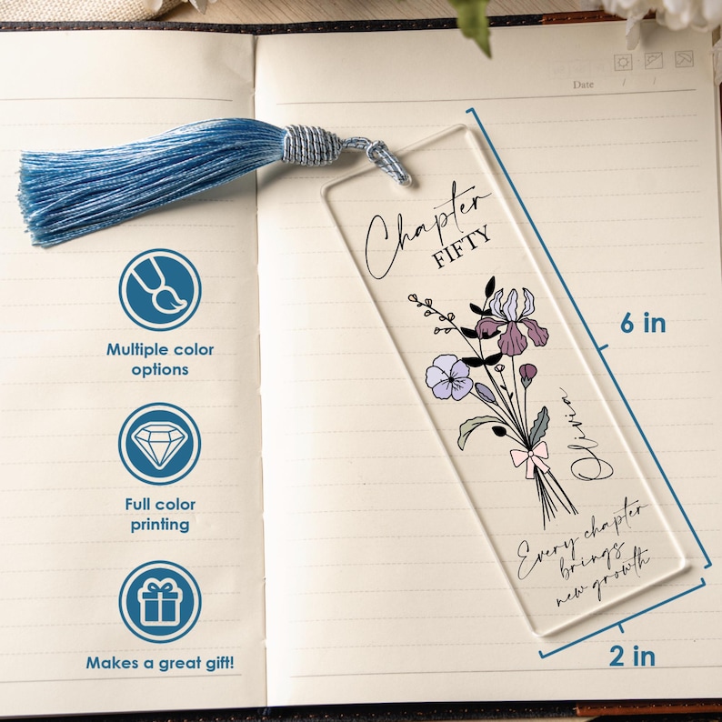 Birthday Gift for Book Lover, Chapter 30 40 50 Name Bookmark, Birth ...