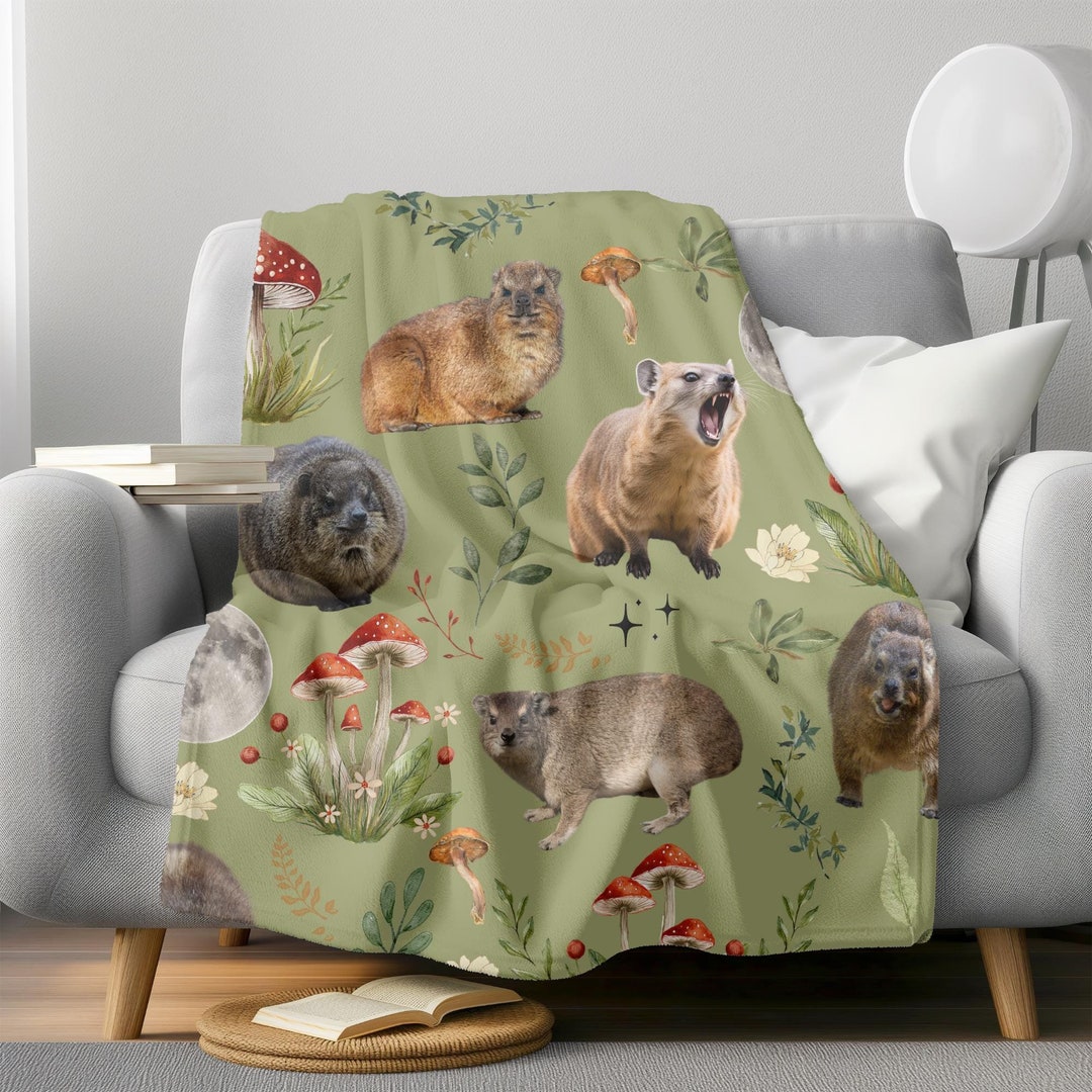 Hyrax Cottagecore Velveteen Plush Blanket, Rock Hyrax Blanket, AWAWA ...