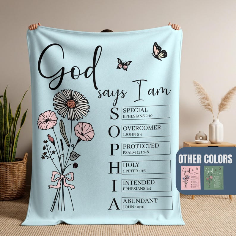Christian Name Blanket, God Says I Am Blanket, Name With Bible Verses ...