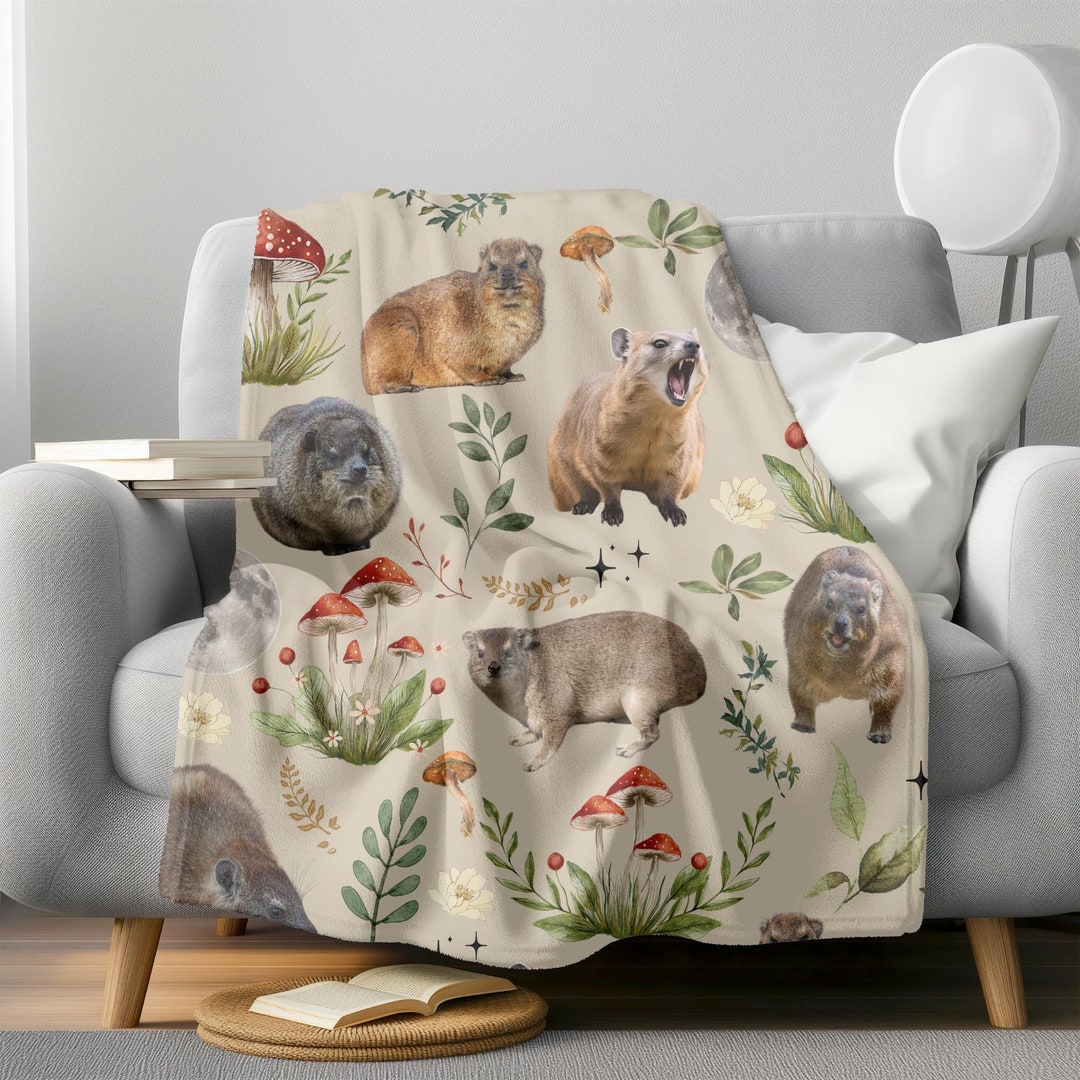 Hyrax Cottagecore Velveteen Plush Blanket, Rock Hyrax Blanket, AWAWA ...