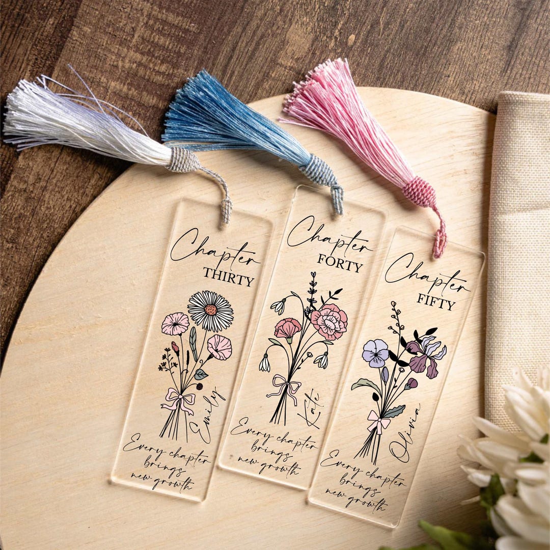 Birthday Gift for Book Lover, Chapter 30 40 50 Name Bookmark, Birth ...