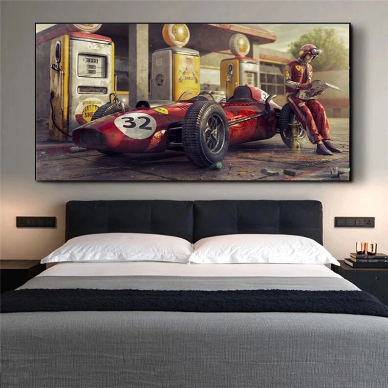 F1 Race Car Vintage Ferraris Car Poster Classic Racing Artwork - Etsy