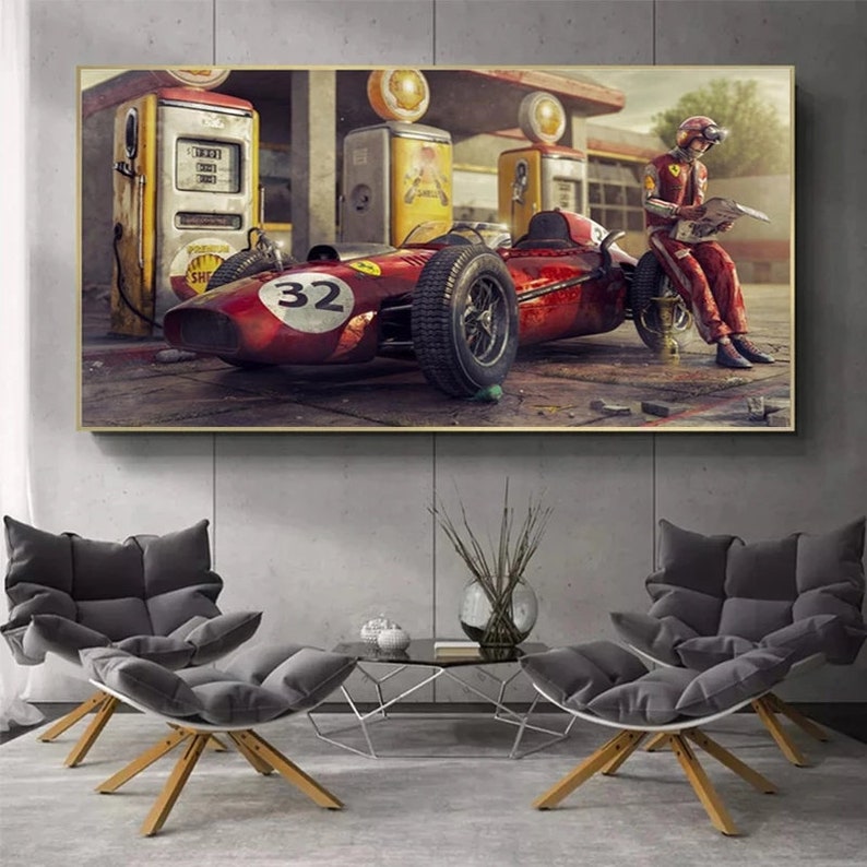 F1 Race Car Vintage Ferraris Car Poster Classic Racing Artwork - Etsy