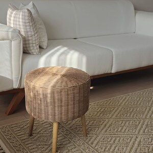 Pouf Bench Wicker Hand Knitted Pouf Bench Ottoman Pouf 35cm Stool ...