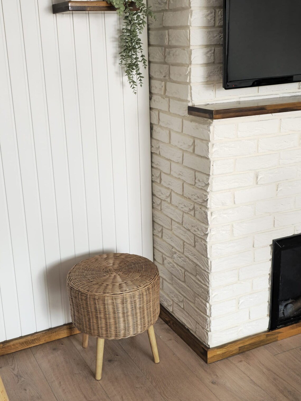 Pouf Bench Wicker Hand Knitted Pouf Bench Ottoman Pouf 35cm Stool ...