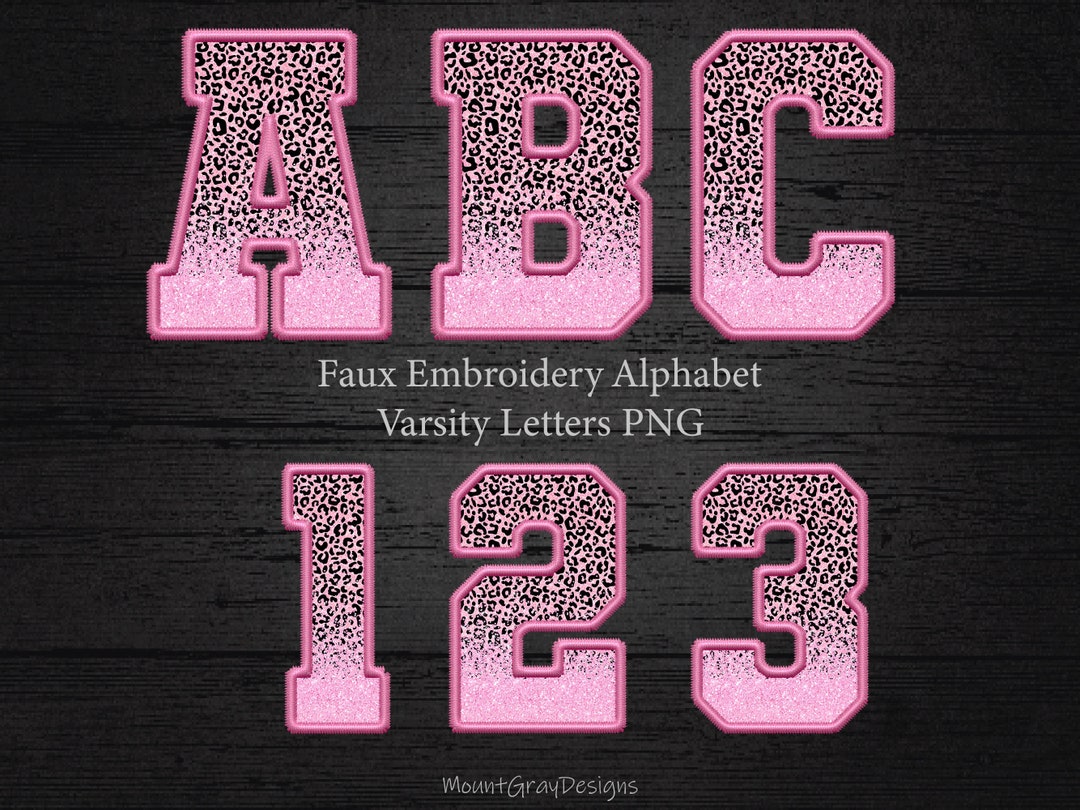 Faux Embroidery Leopard Alpha PNG Set, Pink Black Glitter Leopard ...