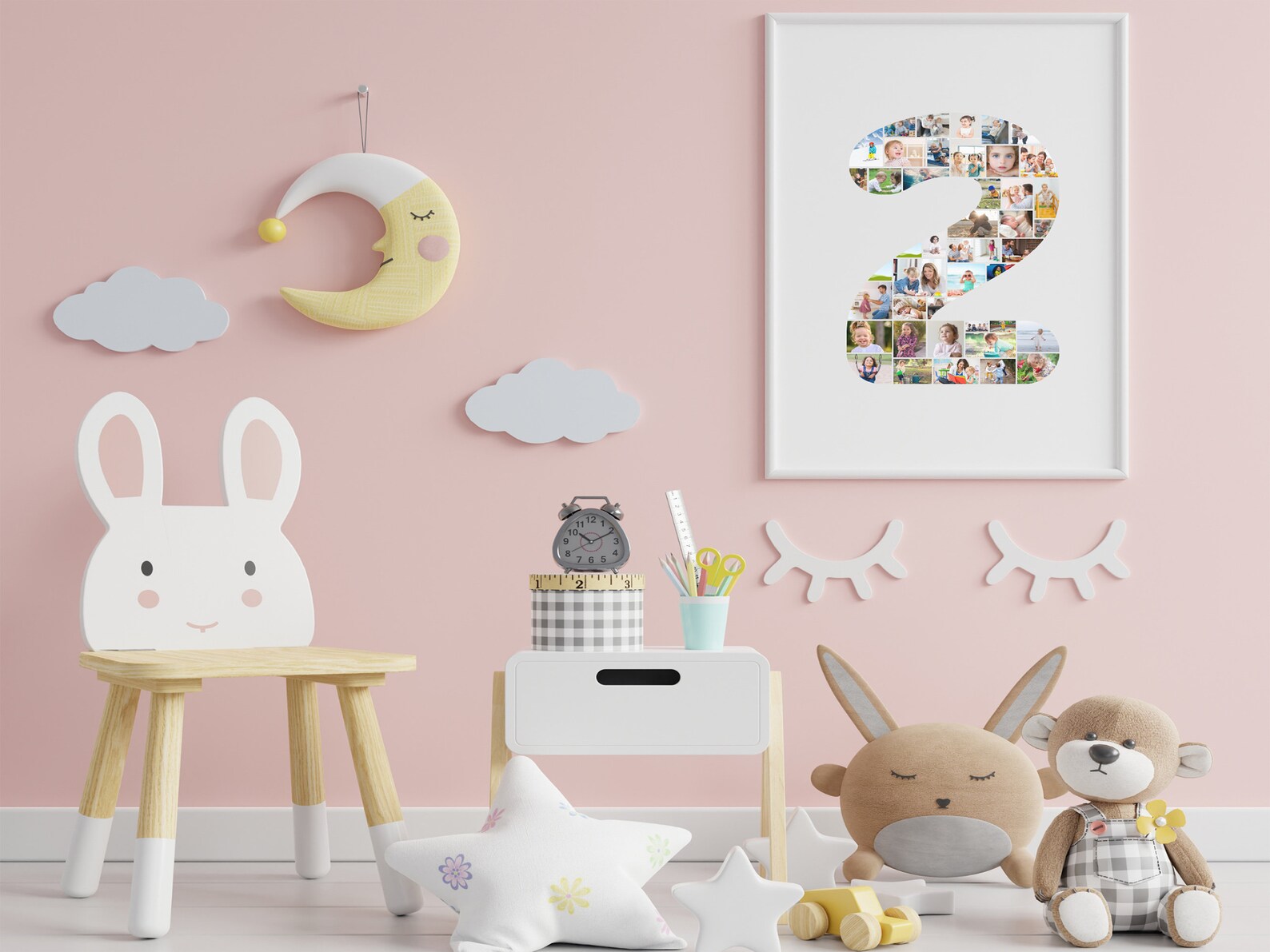 Number Photo Collage Template, Editable Canva Frames, Custom Picture ...