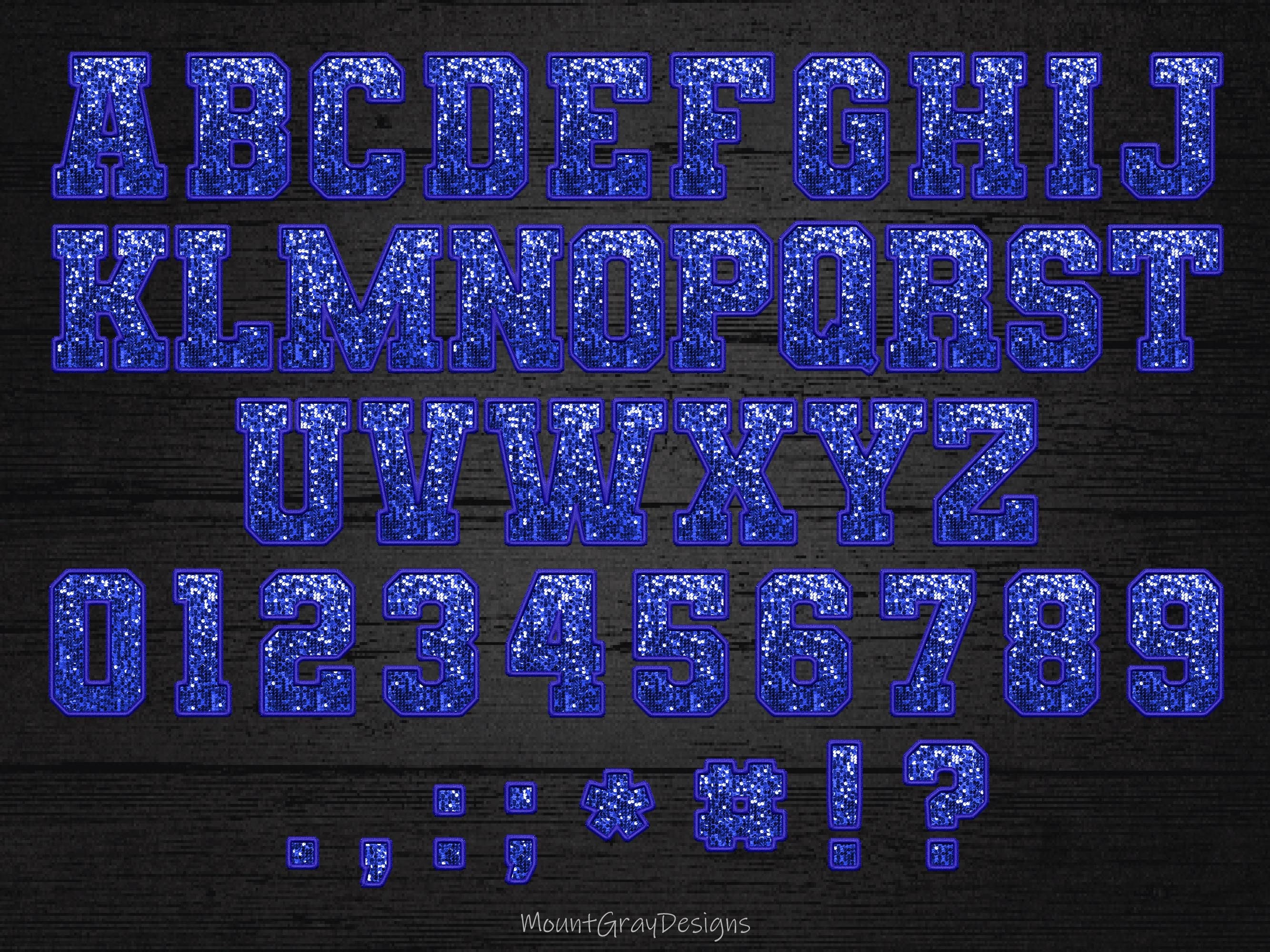 Sequin Varsity Faux Embroidery Letters PNG, Digital Stitch Sports ...