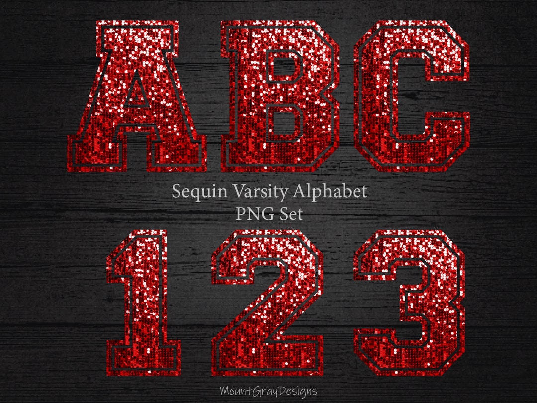Faux Sequin Letters PNG, Red Varsity Letters, Collegiate Font, Sports ...