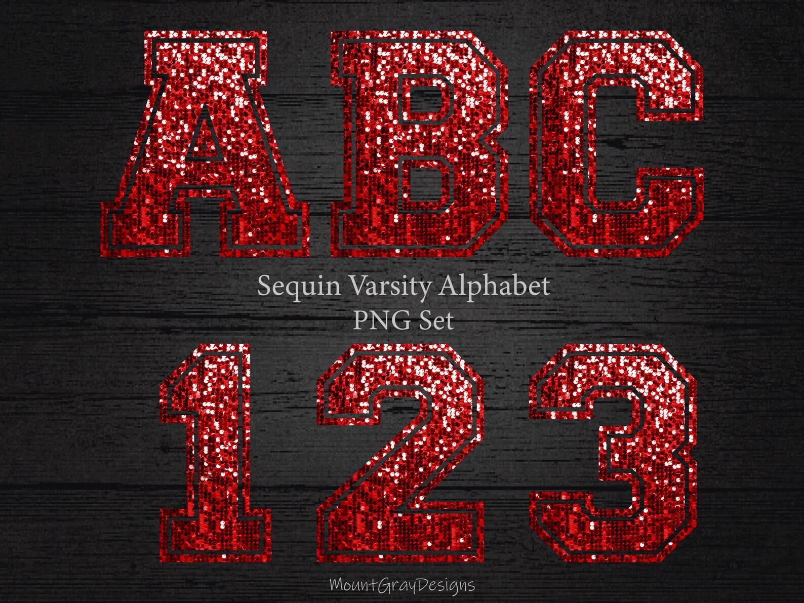 Red Sequin Letters PNG Alphabet Bundle, Red Varsity Letters and Numbers ...