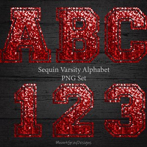 Faux Sequin Letters PNG, Red Varsity Letters, Collegiate Font, Sports ...