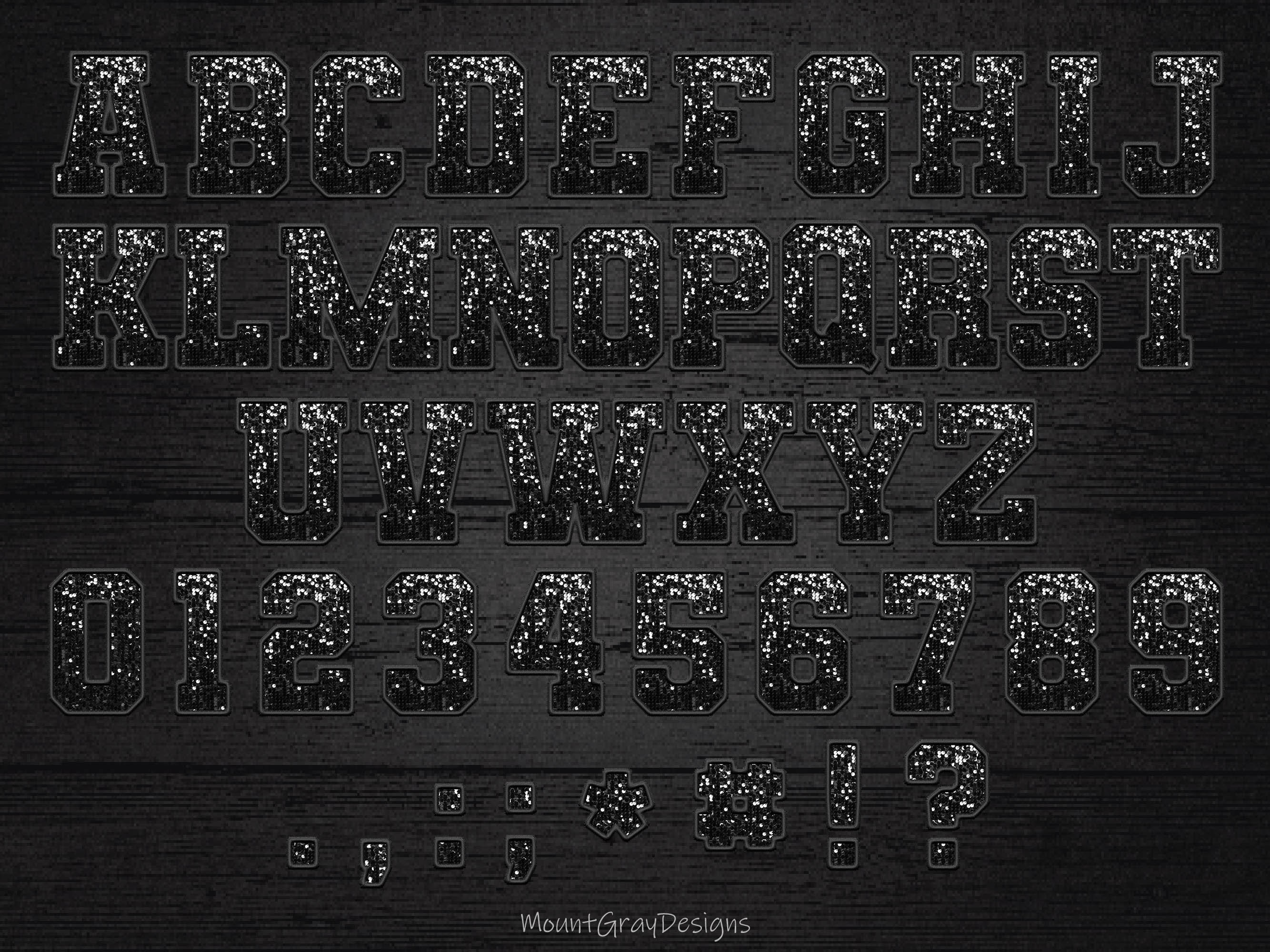 Sequin Varsity Faux Embroidery Letters PNG, Digital Stitch Sports ...